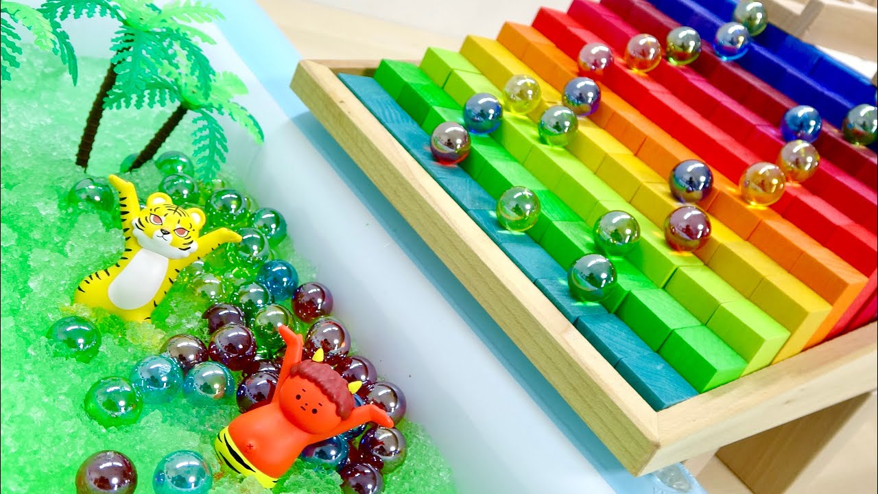マーブルランレース ☆ HABA ウェーブスロープ & レインボー階段, ゼリープール【Marble Run Race ASMR】 - YouTube