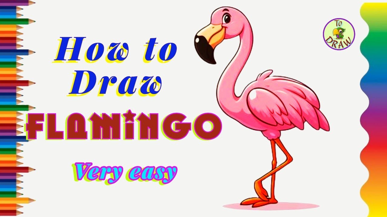 Flamingo drawing very easy || easy flamingo drawing || flamingo cartoon ...