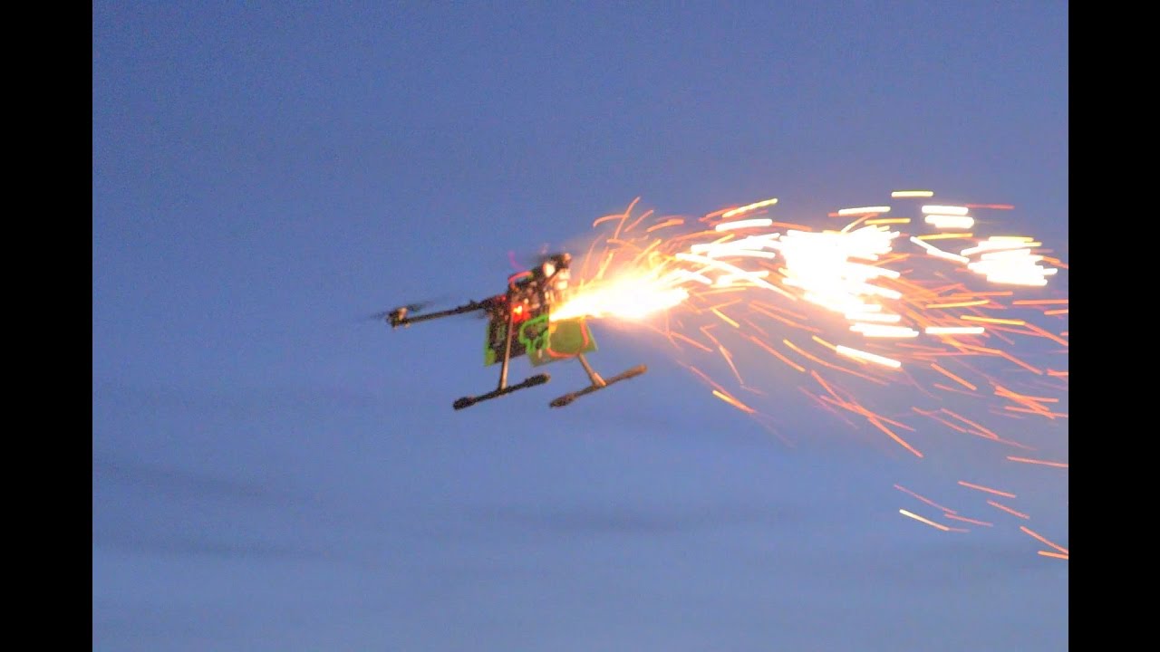 Uavdude - Drone Shoots Fireworks and Angel Flares - YouTube
