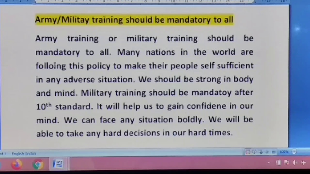 Military training should be Compulsory - YouTube