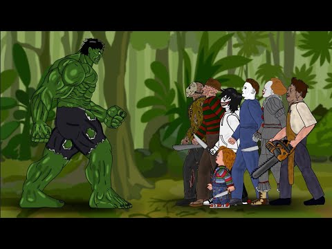 HULK VS Jason, Freddy, Chucky, Jeff, Michael, Pennywise, Leatherface | Drawing cartoons 2 Animation