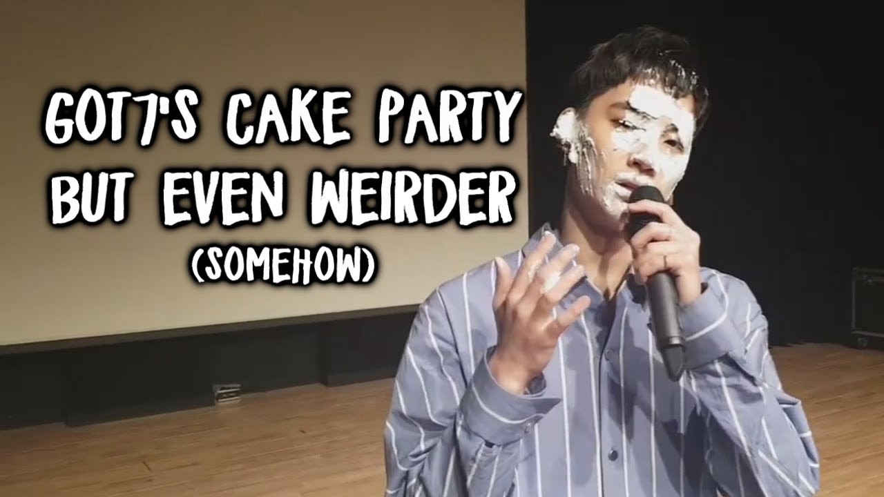 Got7's cake party but every time they're weird a Got7 meme appears ...