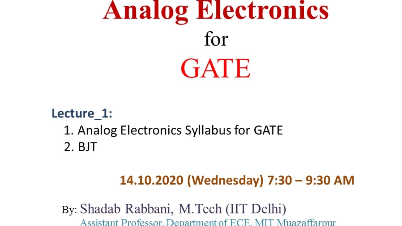 Analog Electronics for GATE (Lecture-1) - YouTube