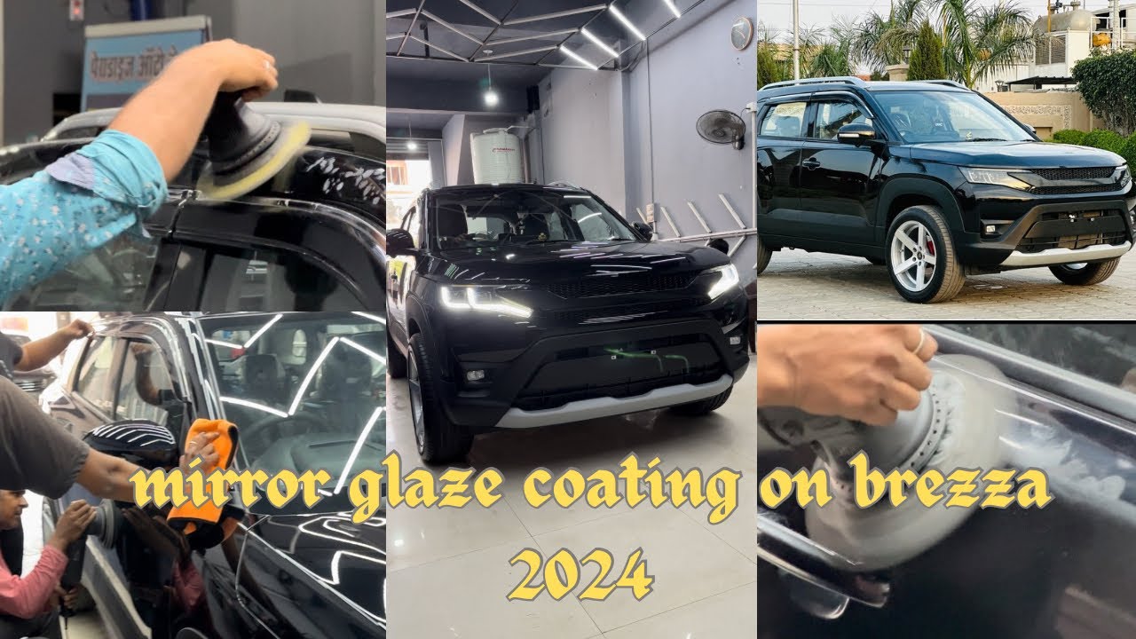 Ceramic coating on black brezza 2024 / mirror glaze coating - YouTube