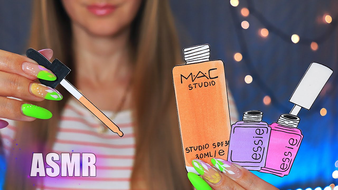 ASMR Makeup & NAIL ART with PAPER COSMETICS First person 100% Tingles ...