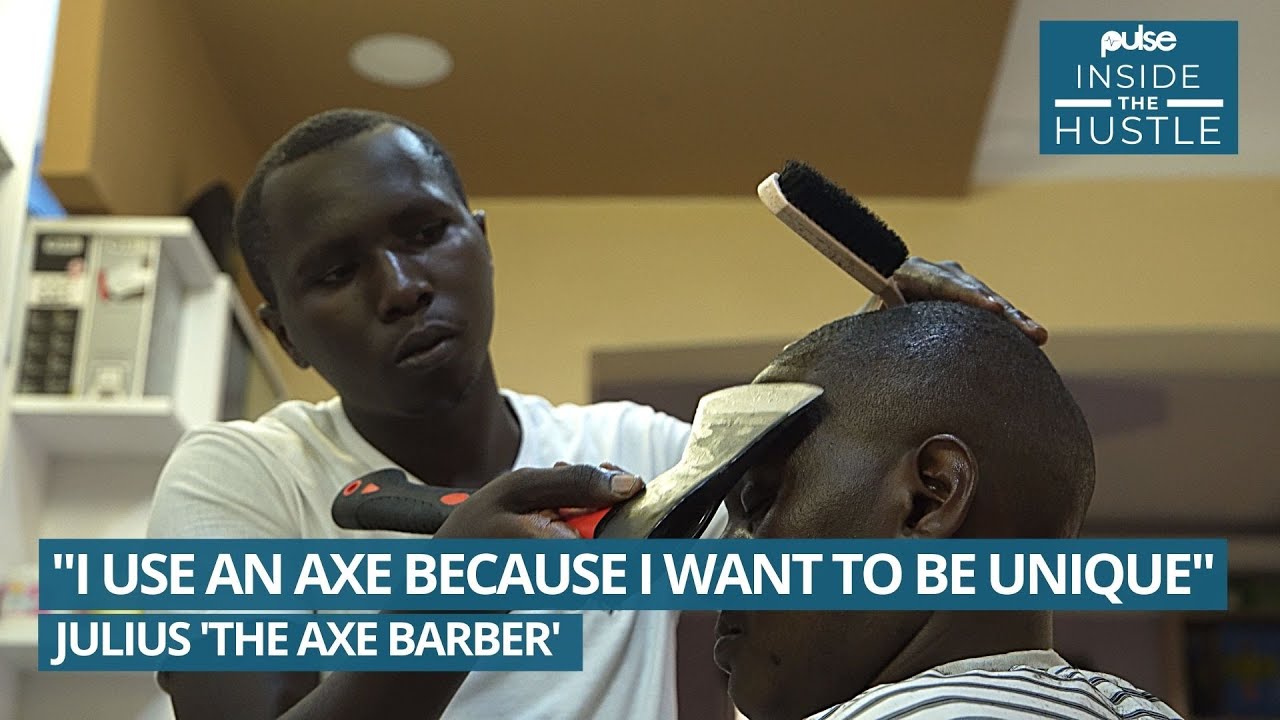 This Barber In Kenya Uses An AXE To Give Haircuts - YouTube