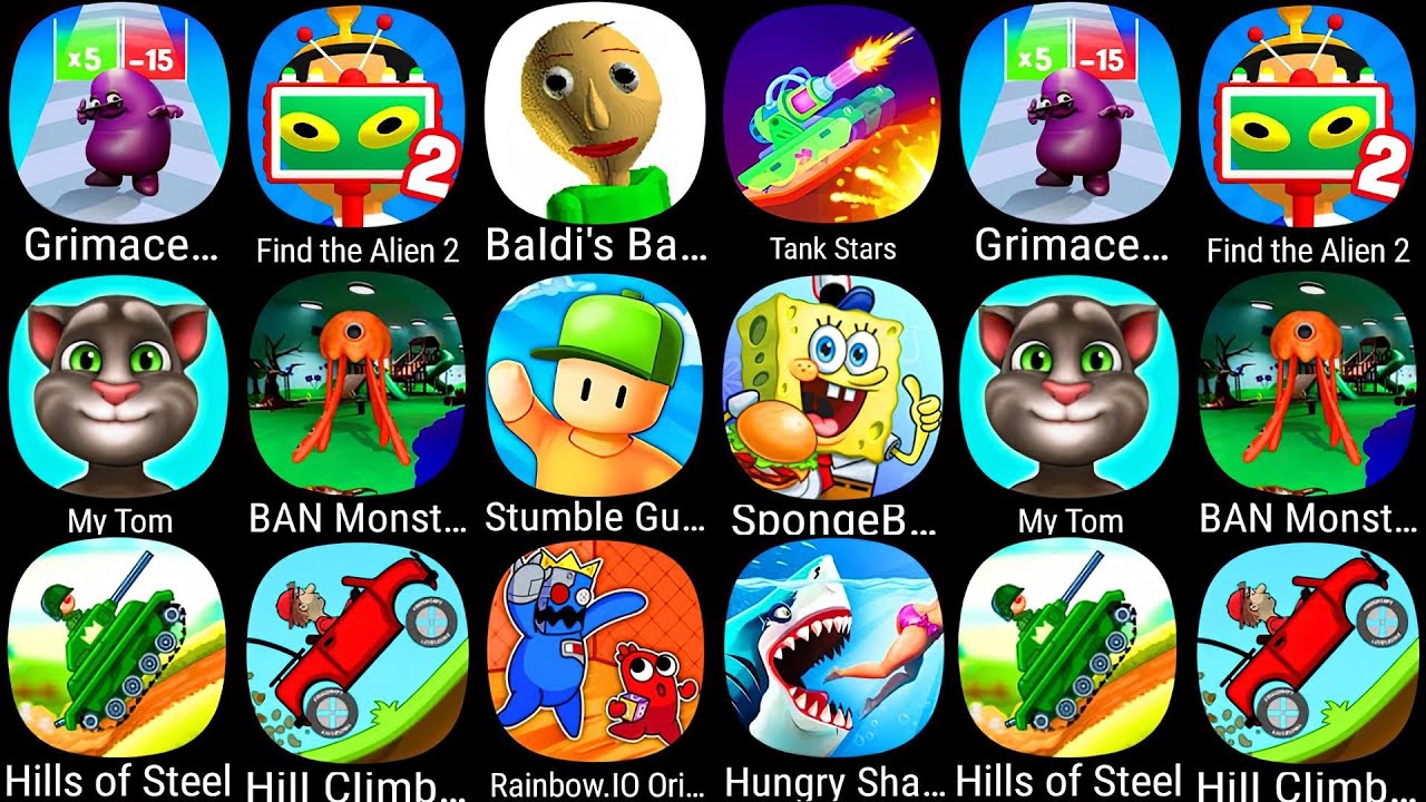 Grimace Runner,Find The Alien 2,Baldis Basics Class,Tank Stars,My Tom ...