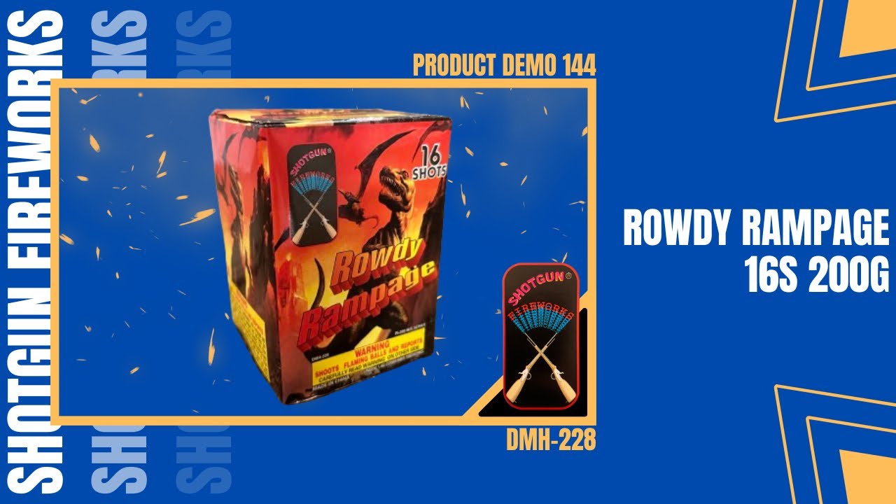 Rowdy Rampage 16 Shot 200g Cake by Shotgun Fireworks - YouTube