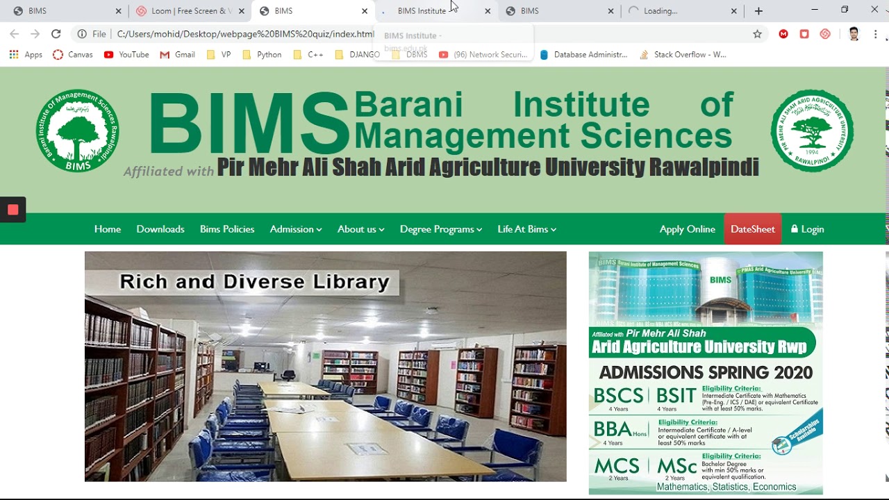 BIMS FRONT PAGE - YouTube