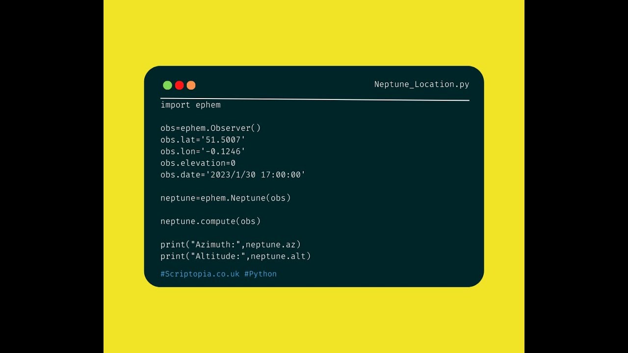 Python PyEphem - Calculate the position of Neptune - YouTube