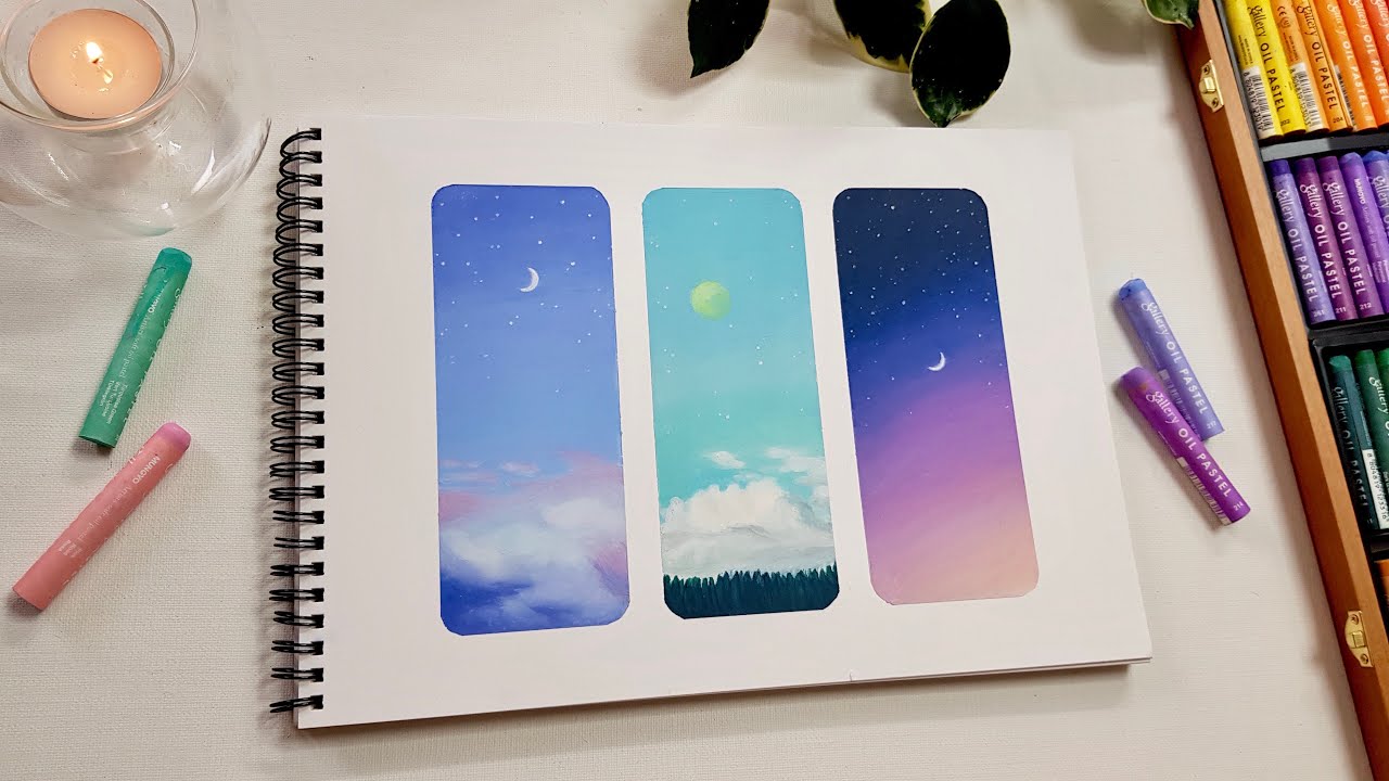 오일파스텔 기초 초보 하늘 풍경화 그리기 Oil Pastel Drawing Sky Landscape Youtube