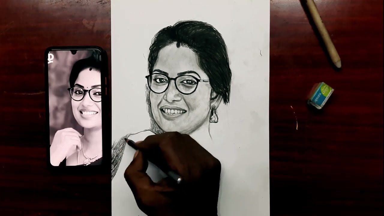 Seetha Raman Serial | Actress Sri Priyanka | Pencil Drawing | PVM ...