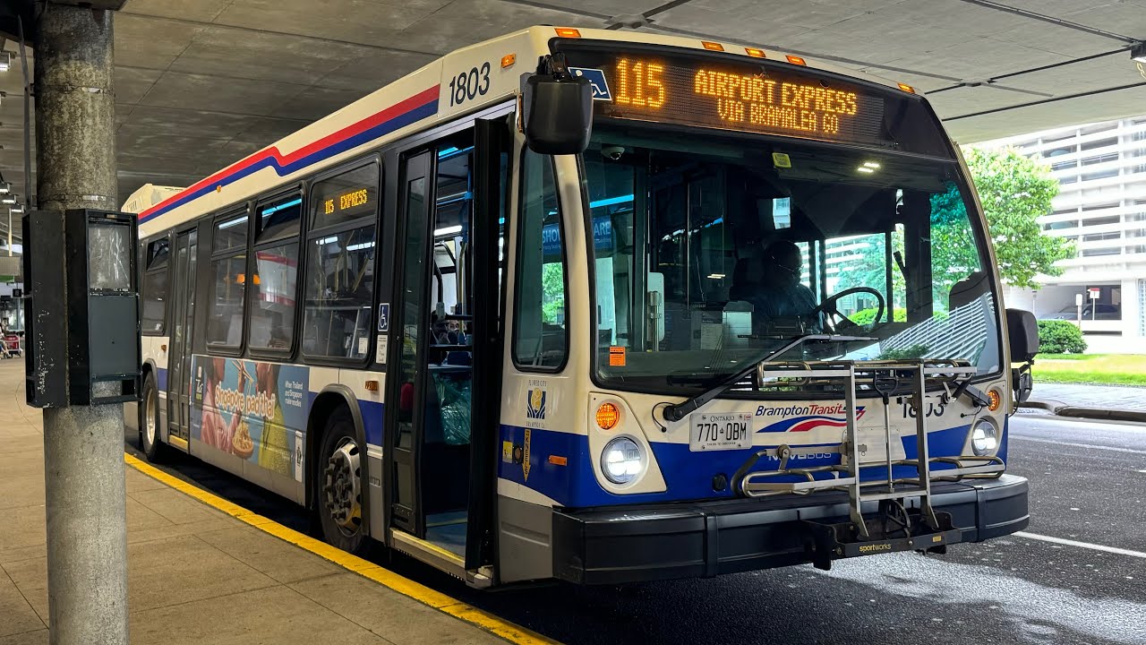 Brampton Transit - Pearson Airport Departure (Nova Bus LFS 1803) - YouTube