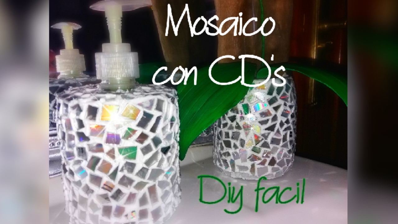 Decora botes con mosaico de CD´s - YouTube