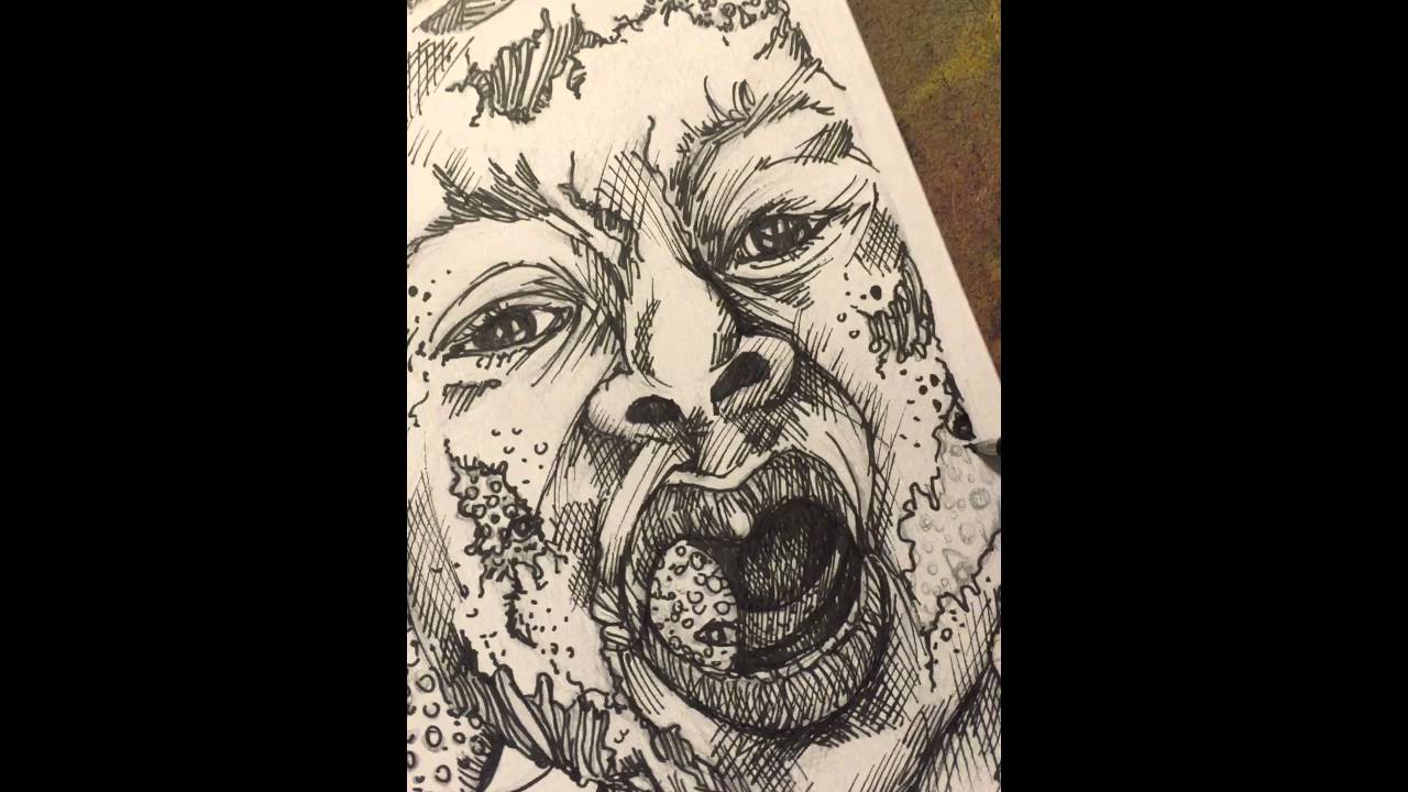 Inking The Mutant Babies Drawing Part Five - YouTube