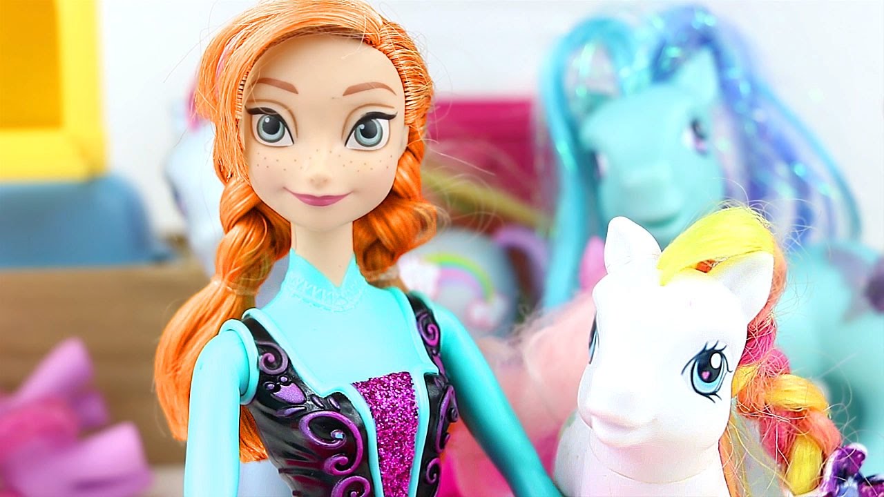 Frozen Anna PONY Petting Animals Video For Kids My Pony Collection By ...