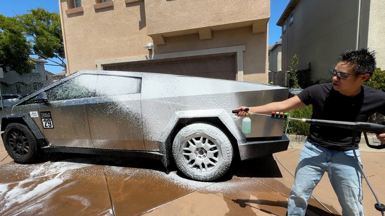 Cybertruck WASH in 15 minutes! CyberBeast Car Wash with G20 Pressure ...