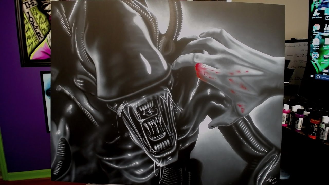 Airbrushing Alien - YouTube