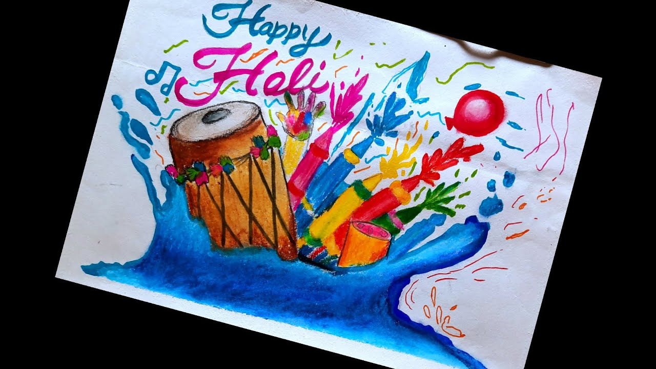 Holi Drawing For Kids | How To Draw Holi Festival Drawing | Holi ...