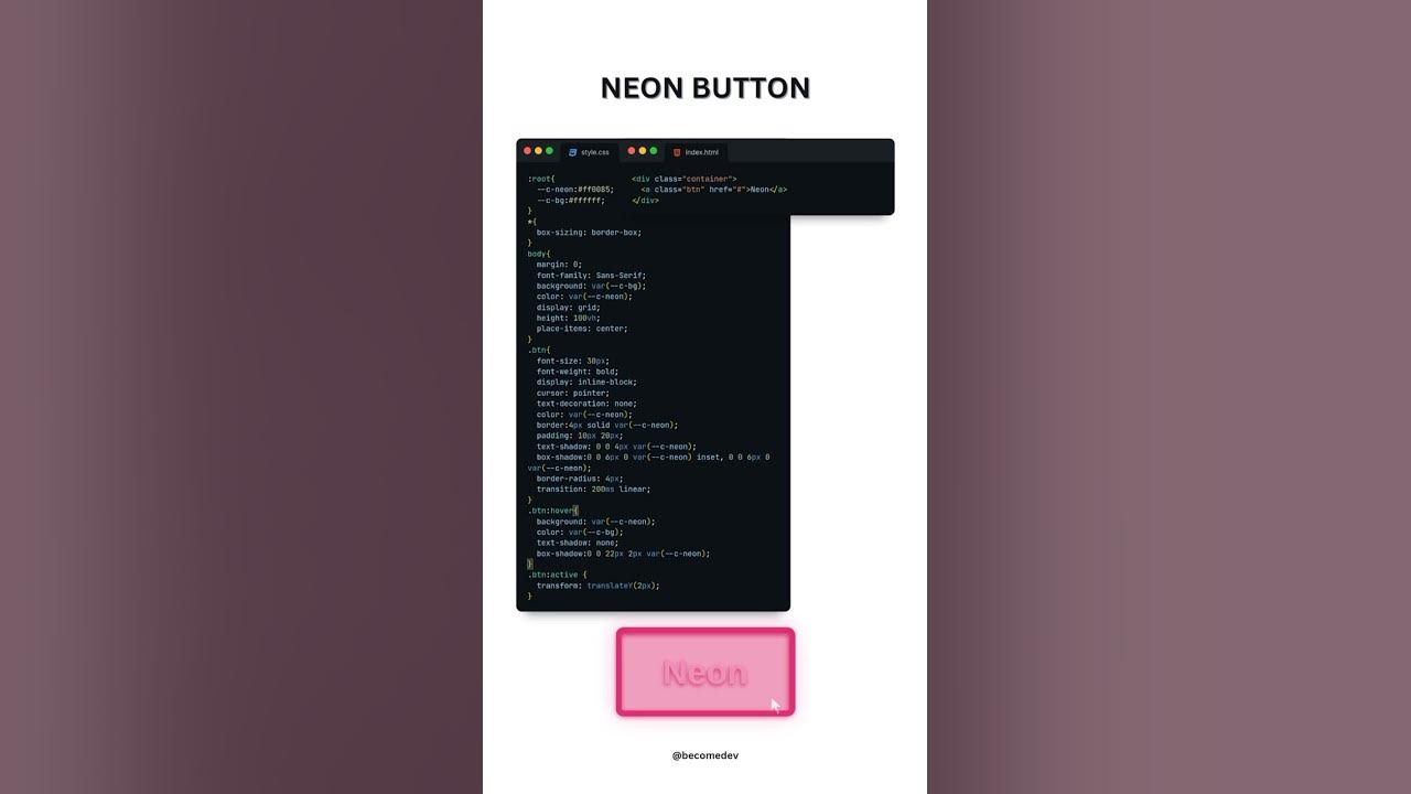 Neon Button Html Css Tutorial Youtube