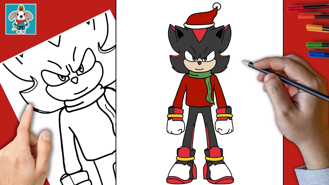 How to draw Santa Shadow | Sonic | Christmas | HVORDAN TEGNE | Step by ...