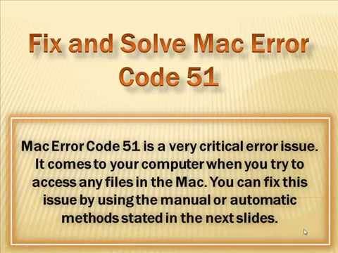 Fix and Solve Mac Error Code 51 - YouTube
