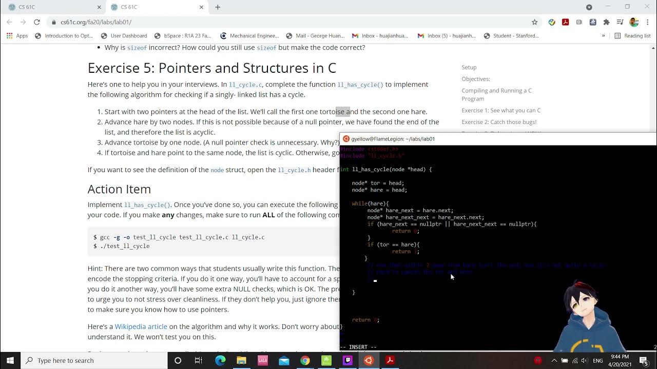 Linked List cycle, number's representation, Lab01, CS61C, UC Berkeley, [Study stream live] - YouTube