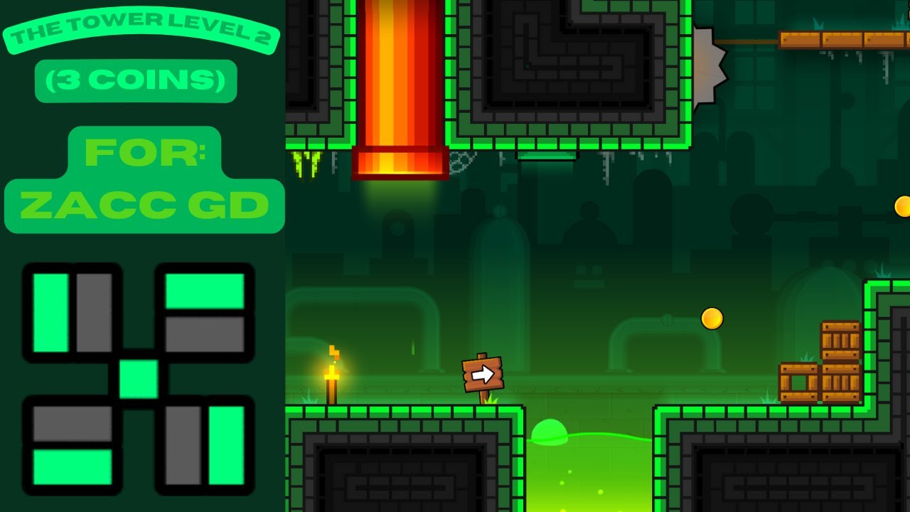Geometry Dash | The tower level 2 (3 coins) - YouTube