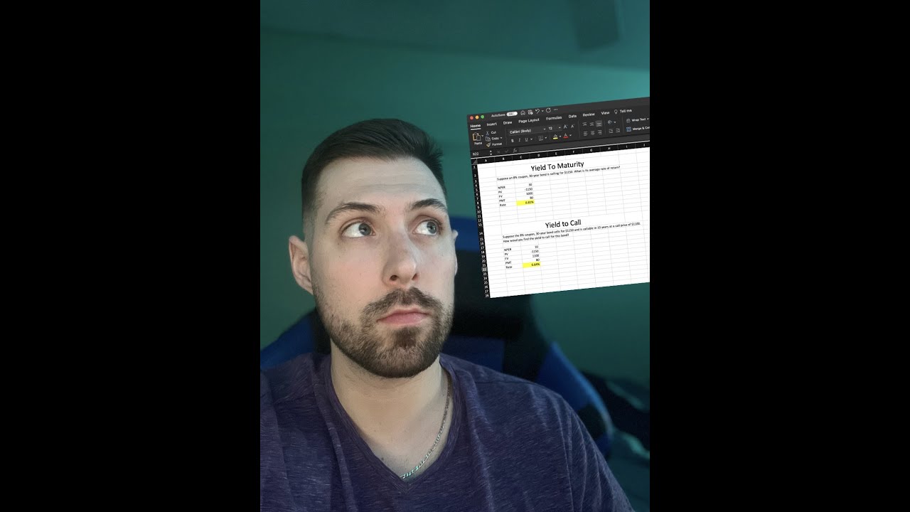 Yield to Maturity & Yield to Call using Excel - YouTube