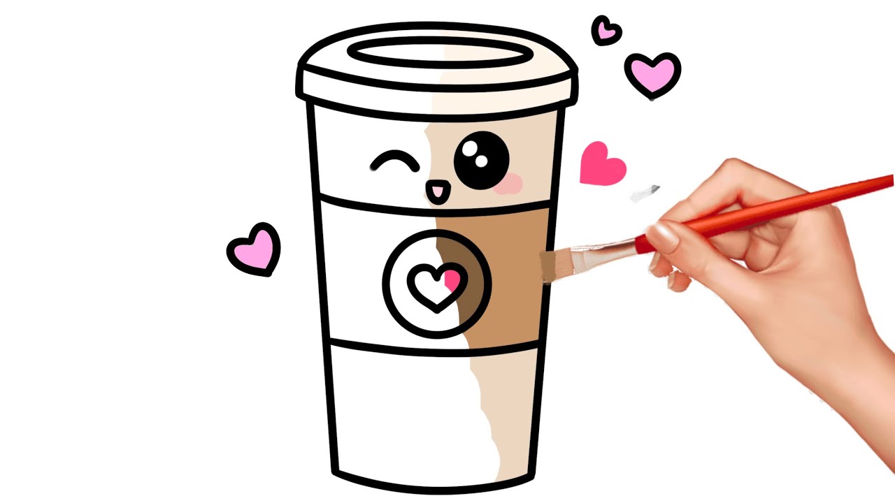 How to draw Cute Coffee Step-By-Step for kids tutorial - YouTube