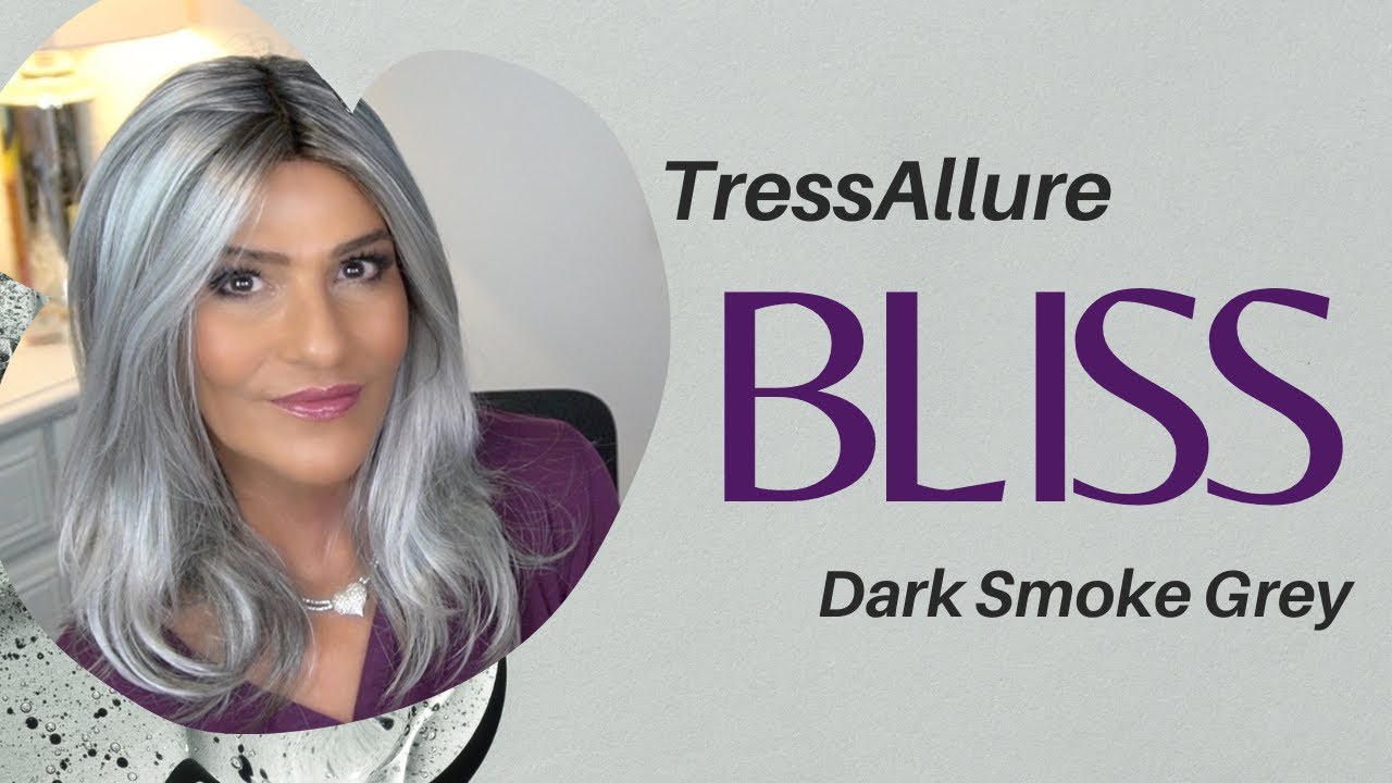 TressAllure | BLISS Wig Review | DARK SMOKE GREY | Mid-Length Style ...