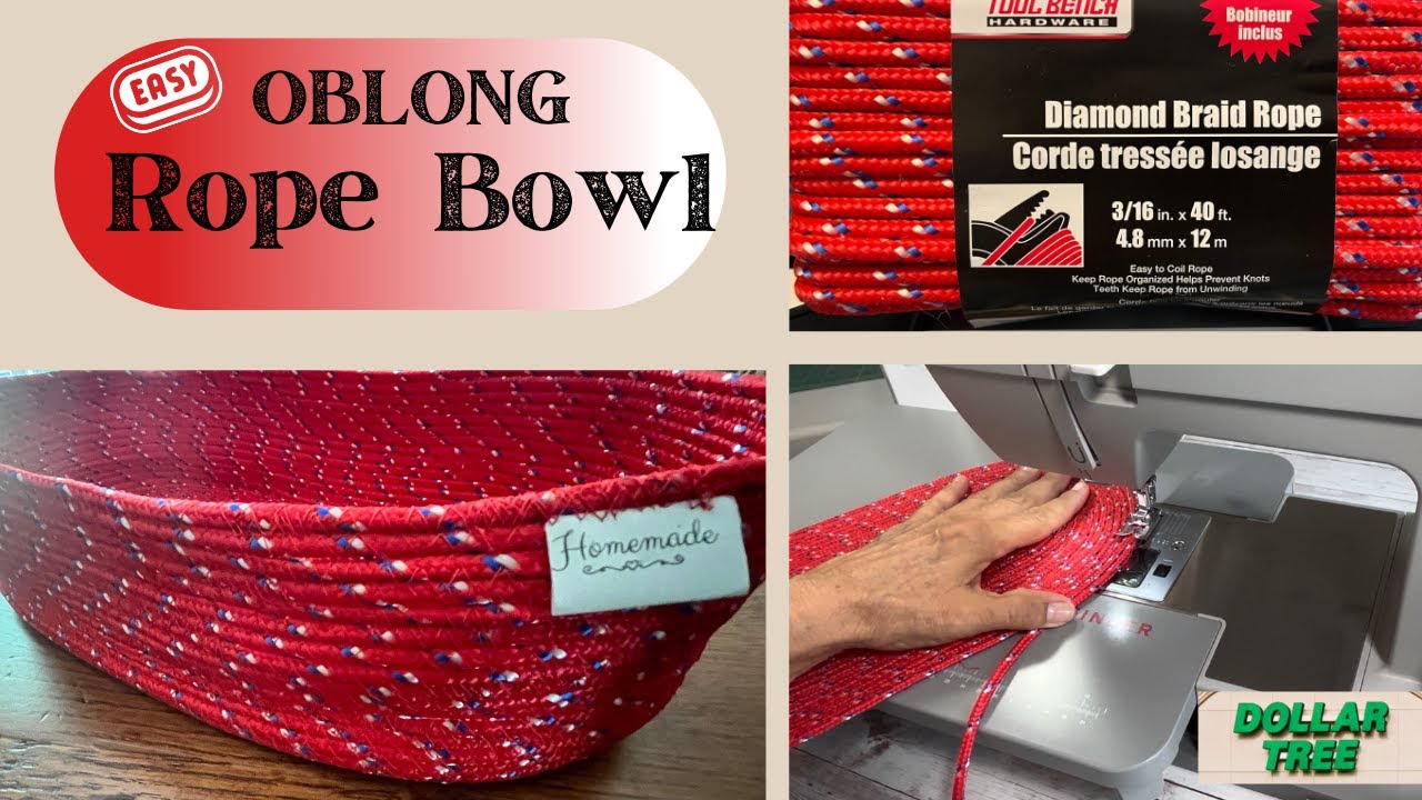 HOW TO - SEW AN OBLONG ROPE BOWL - USING DOLLAR TREE ROPE - YouTube
