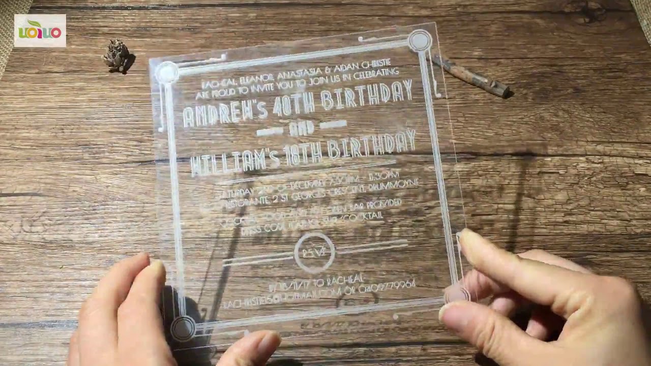 Acrylic Wedding Invitations /Laser scanning acrylic invitations - YouTube