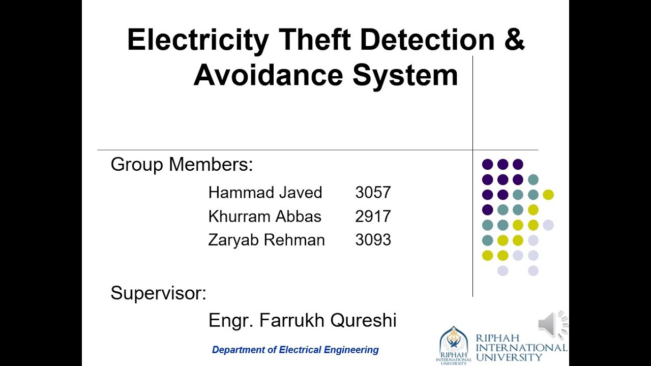FYP Final Presentation EE-A10 - Electricity Theft Detection & Avoidance ...