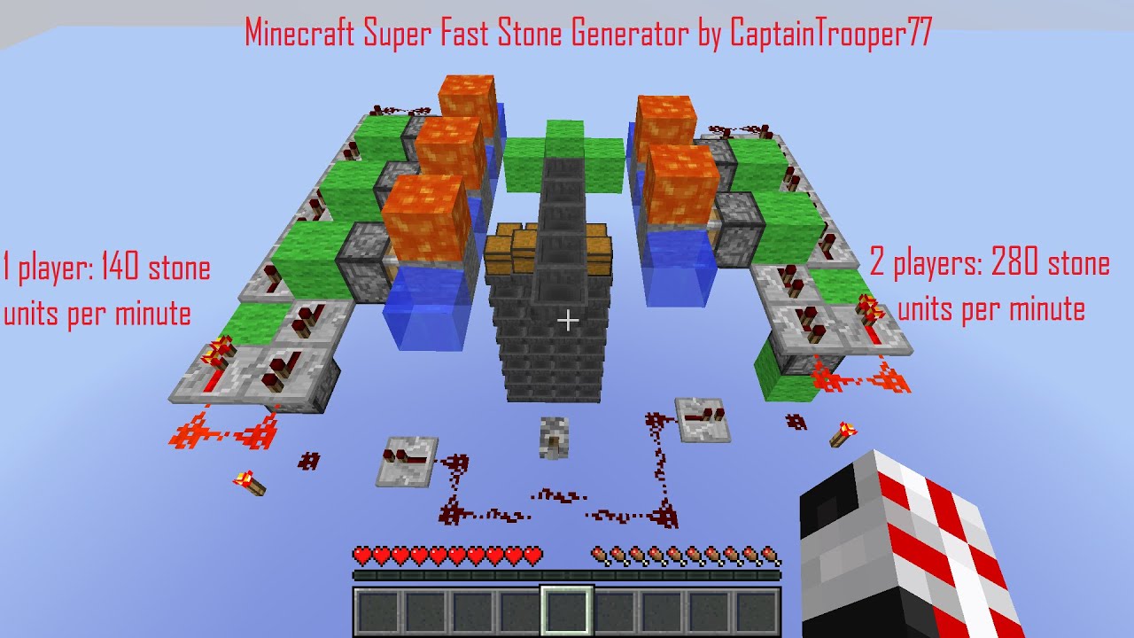 |MINECRAFT| Super Fast Stone/Cobblestone Generator Tutorial (140 stone ...