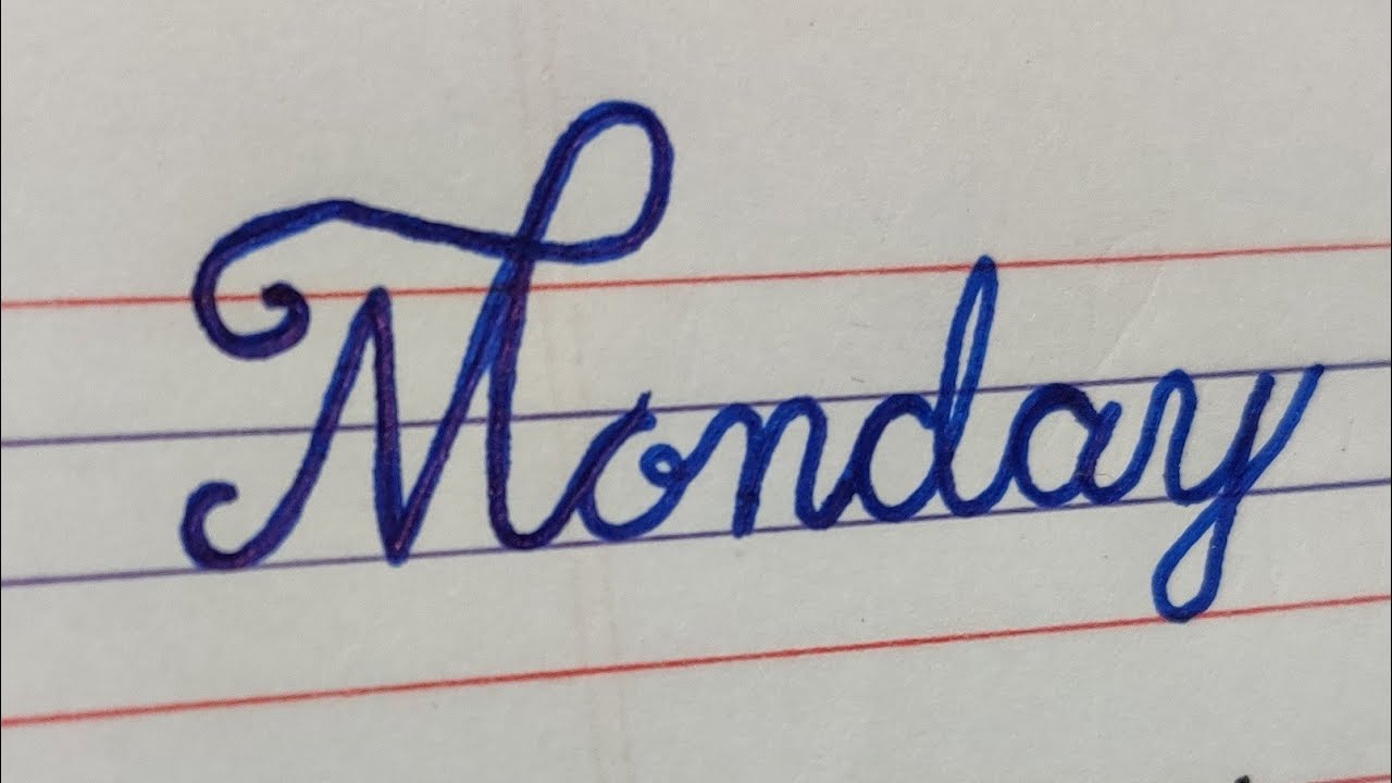 Monday- week name Cursive writing | cursive writing kaise likhe | how ...