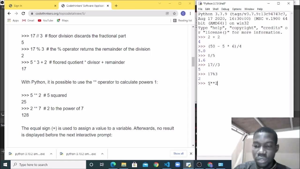 ARITHMETIC OPERATIONS WITH NUMBERS USING PYTHON OPERATORS. - YouTube