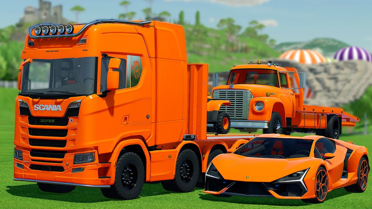 LOAD AND TRANSPORT SUPER LAMBORGHINI REVUELTO CARS WITH SCANIA TRUCKS ...