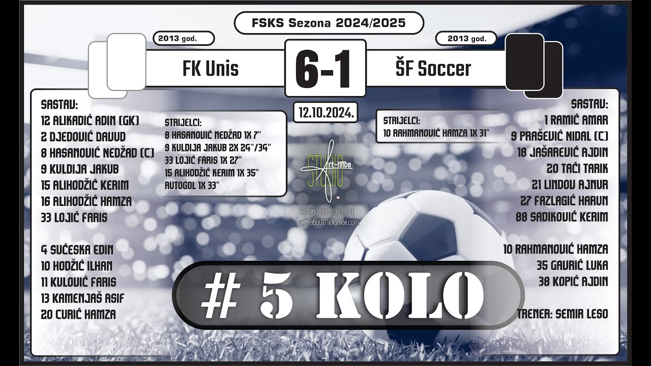 12.10.2024. FK Unis 6:1 ŠF Soccer - YouTube