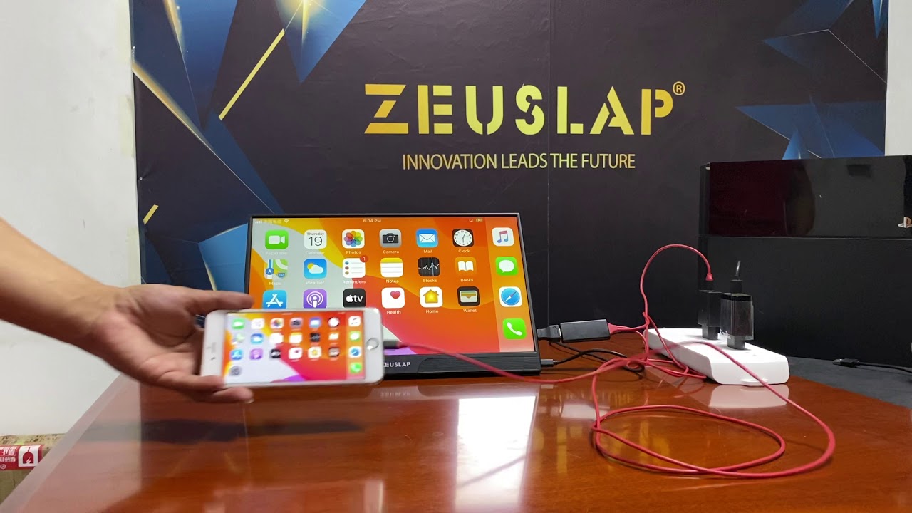 iphone connect monitor via HDTV cable - YouTube