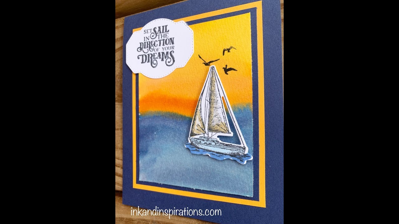 Sunset Watercolor on a Handmade Card - YouTube