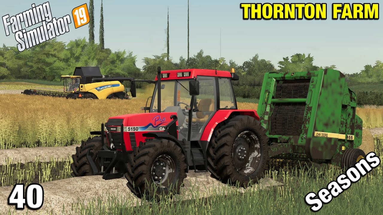 BALING CANOLA STRAW AND NEW FIELD Thornton Farm Timelapse - FS19 Ep 40 ...