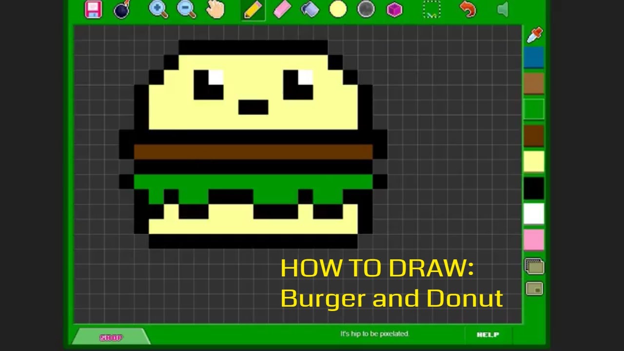 How to draw a donut and a burger in pixel art - YouTube