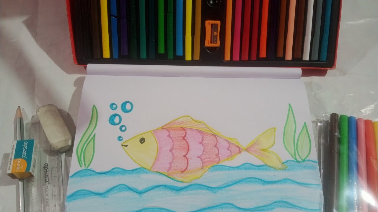 how to draw a fish 🐟🐟🐟🐟#drawingtutorial #fish drawing #kidsdrawingfun ...