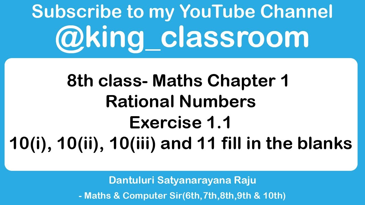8th class Maths Chapter 1 Rational Numbers Exercise 1.1 10i, 10ii ...