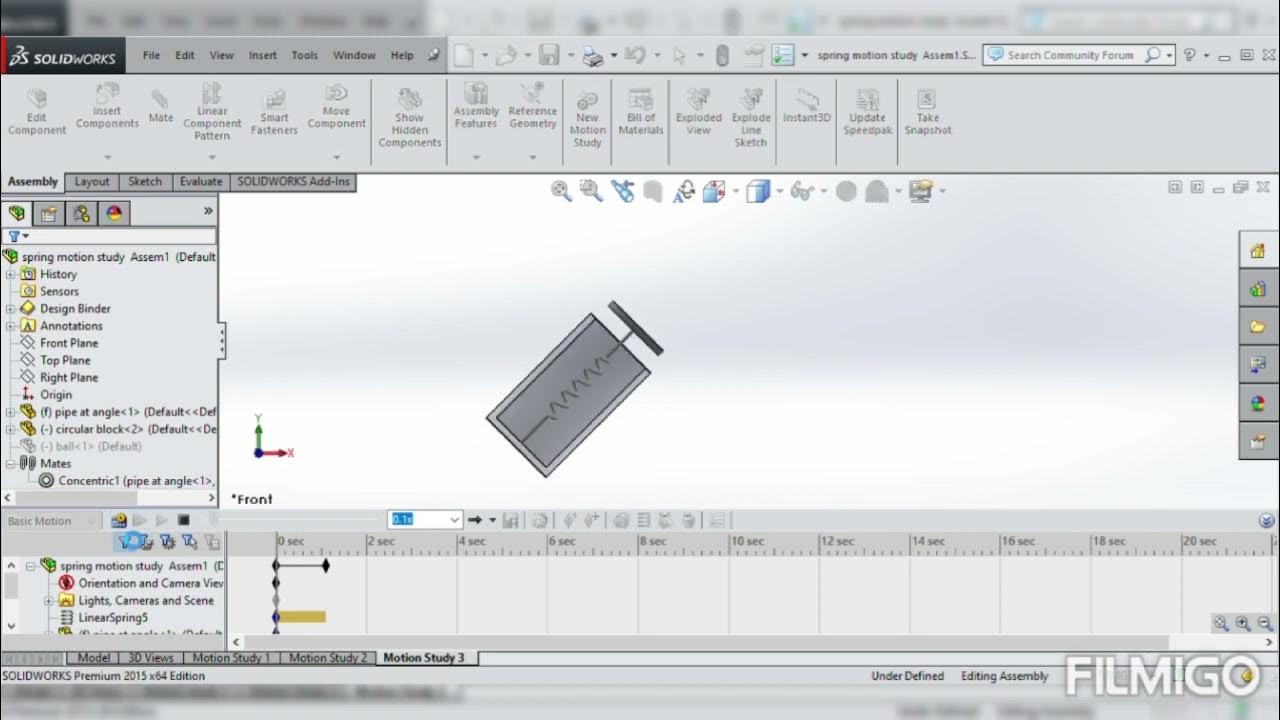 spring in motion study SOLIDWORKS - YouTube
