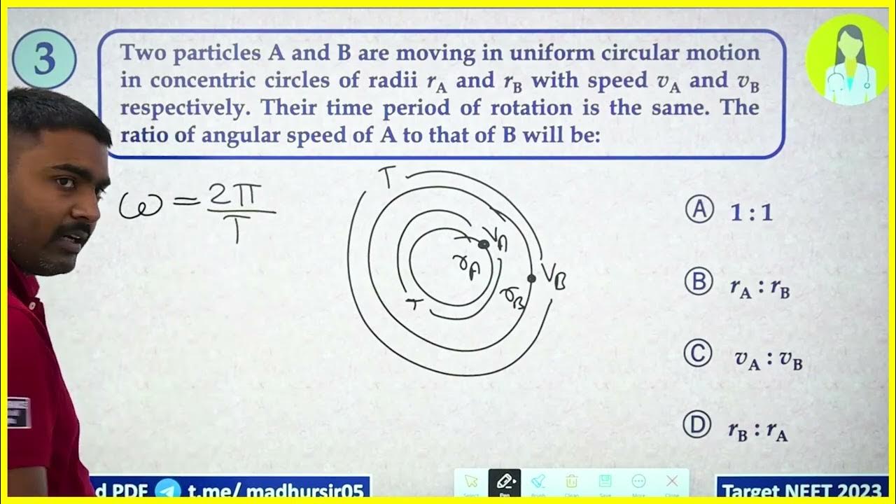 Two particles A and B are moving in uniform circular motion in concentric circles of radii - YouTube