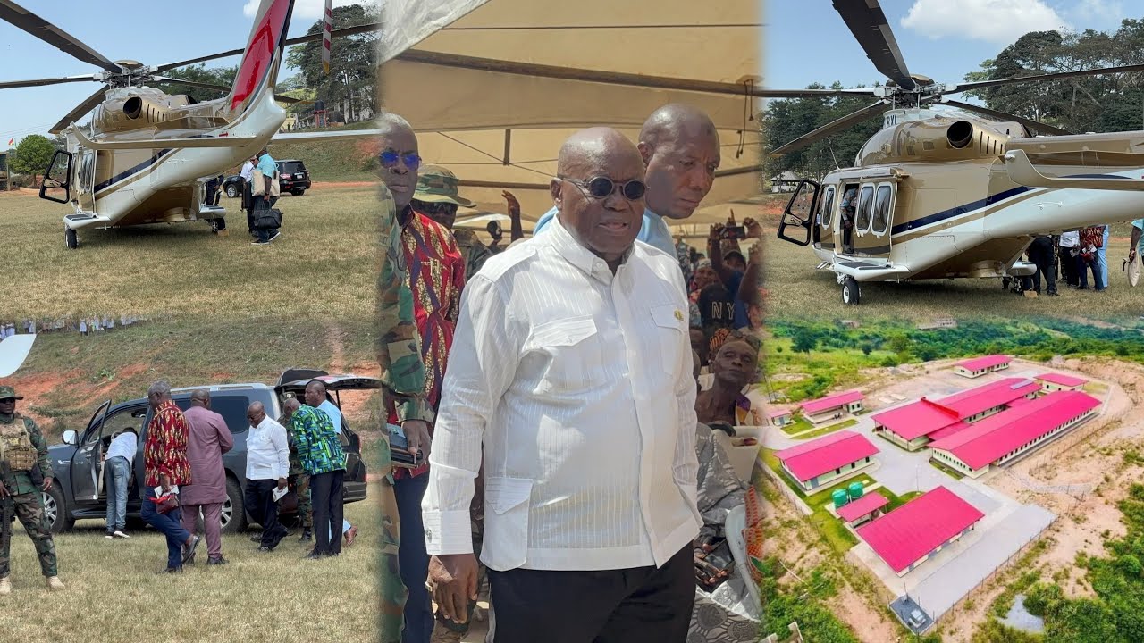 Here we go! Akuffo Addo arrives in Helicopter to finally commision ...