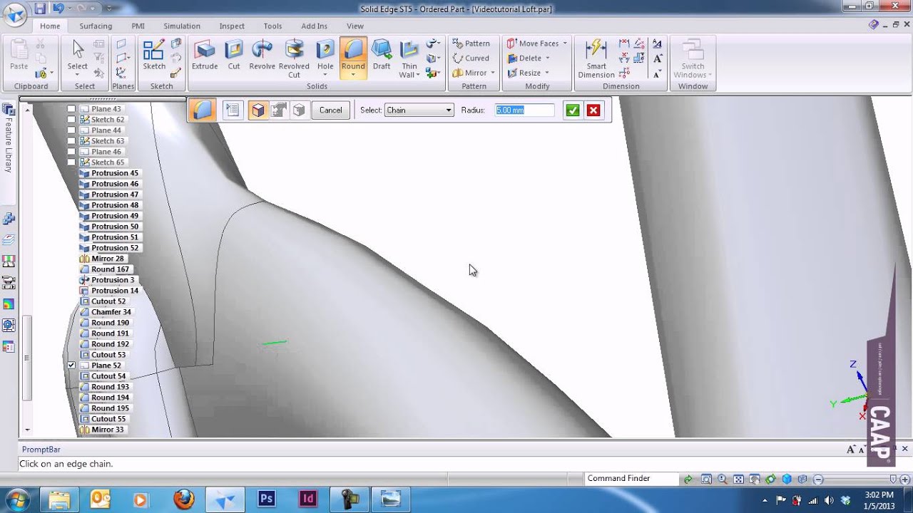 Solid Edge - Part Ordered - Thin Wall Round - Frame - YouTube