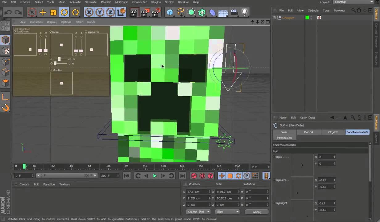 Cinema 4D Tutorial Minecraft Creeper Rig - YouTube